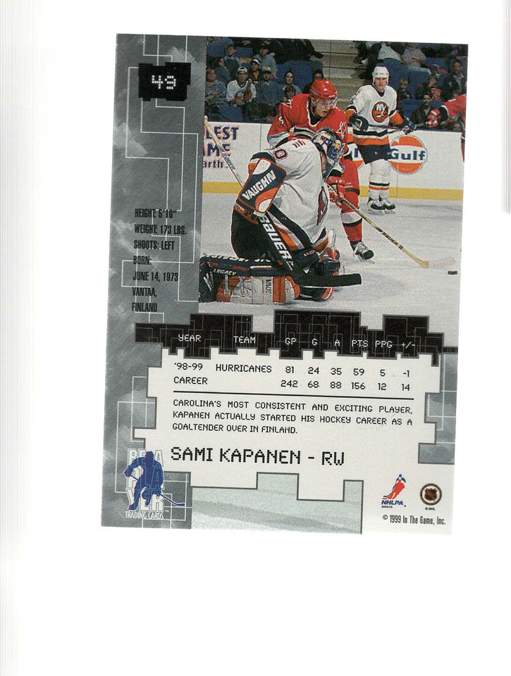 1999 BAP MILLENNIUM SIGNATURE ALL-STAR RUBY card #49 Sami Kapanen 04/25 ...