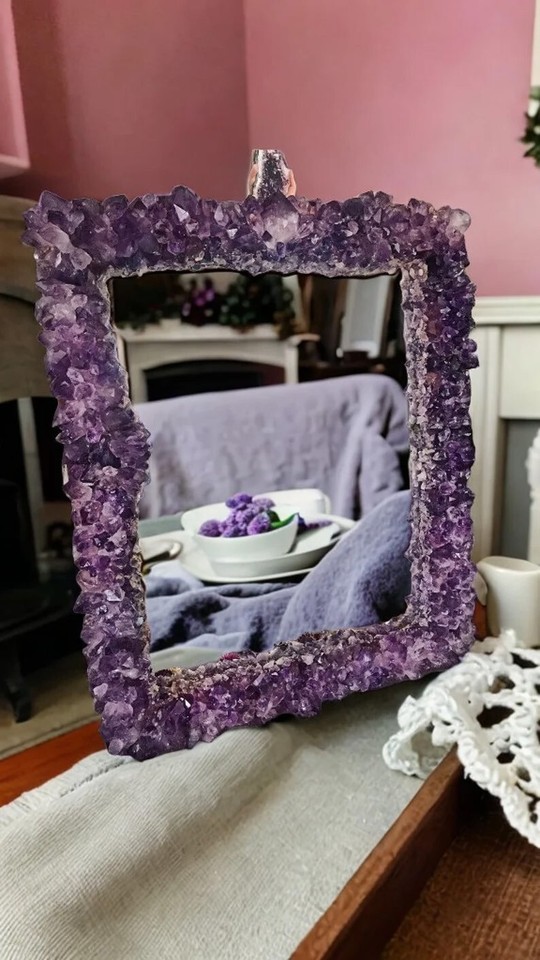 12"x21" Handmade Amethyst Mirror Rectangle Shape Wall Hanging ...