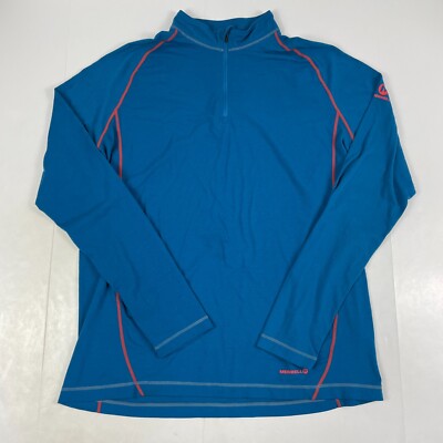 Merrell Shirt Mens Large Blue Opti Wick 1/4 Zip Long Sleeve Pullover ...