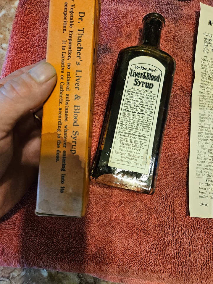 Antique Dr.Thachers Liver&Blood syrup bottle with original box and ...