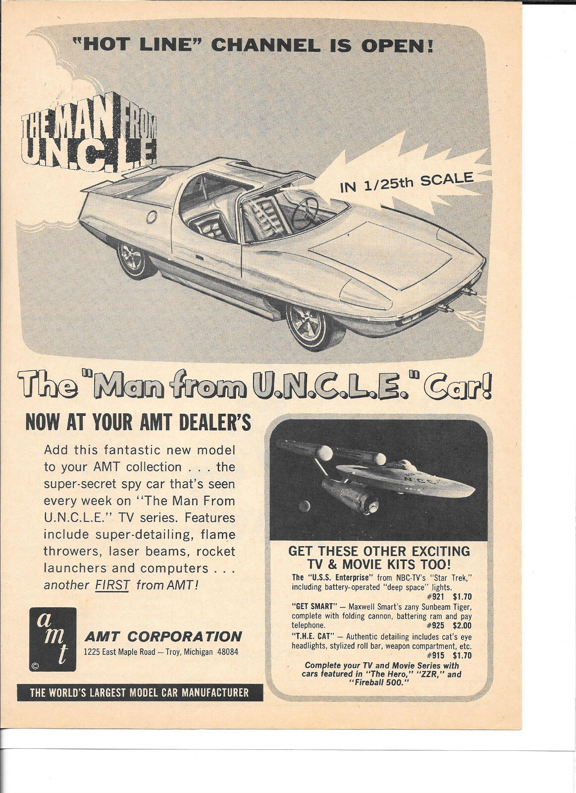 AMT "Man from UNCLE" Model Car USS Enterprise Model Vintage Mag Ads ...