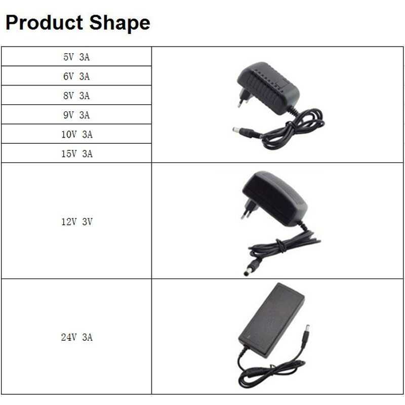 3A Power Adapter DC 5V 6V 8V 9V 10V 12V 15V Universal Power Charger ...