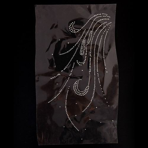 Hot Fix Rhinestones Feather Motif Crystal Pearl Iron on Heat Transfer ...