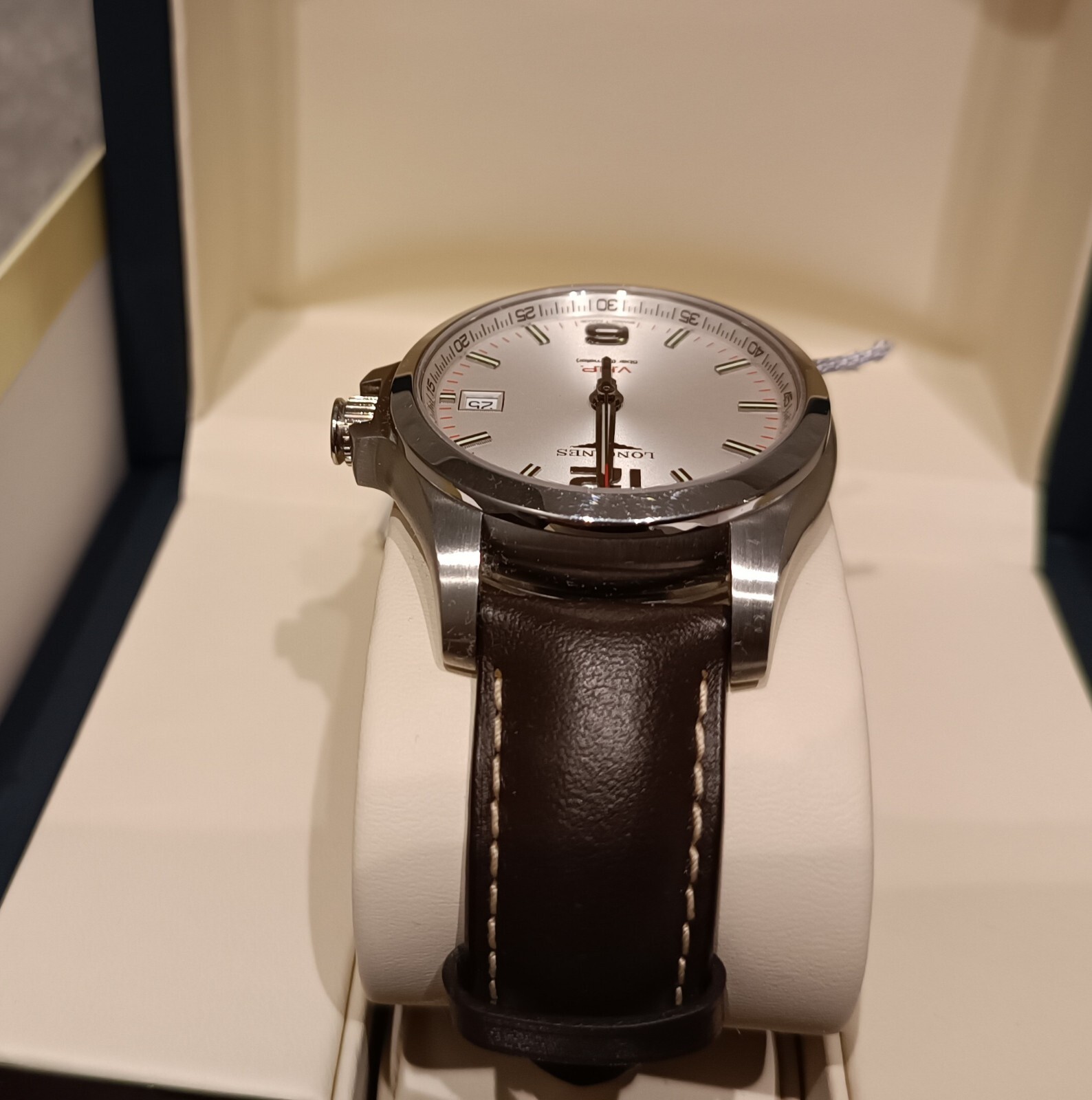 longines conquest vhp 41mm leather deployment strap. | eBay