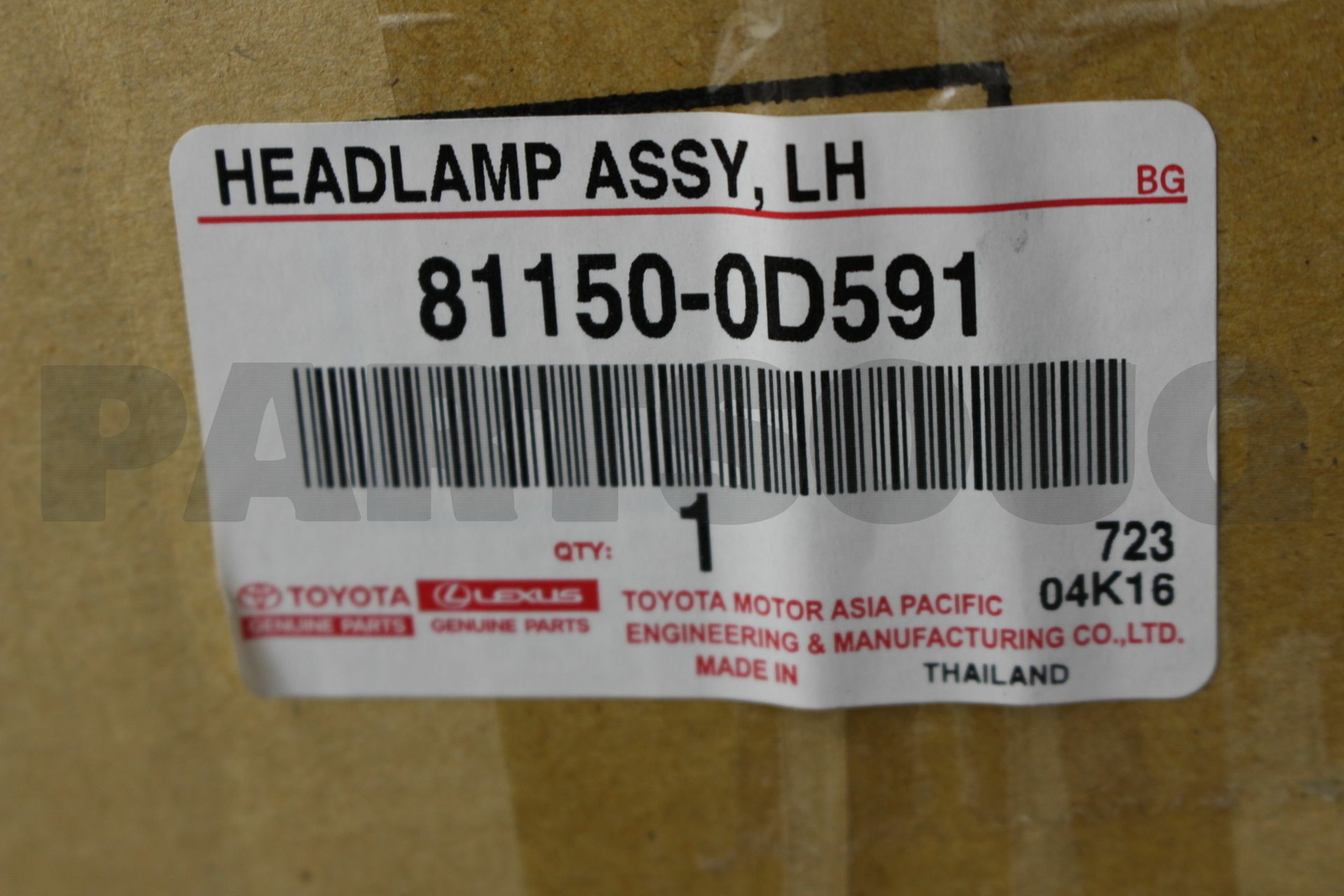 811500D591 Genuine Toyota HEADLAMP ASSY, LH 81150-0D591 | eBay