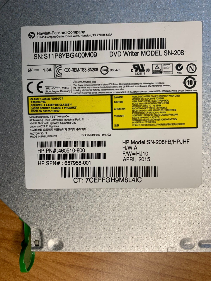 HP Multi DVD/CD-RW Drive SN-208 DS-8ABSH GTA0N GTB0N with Latch ...