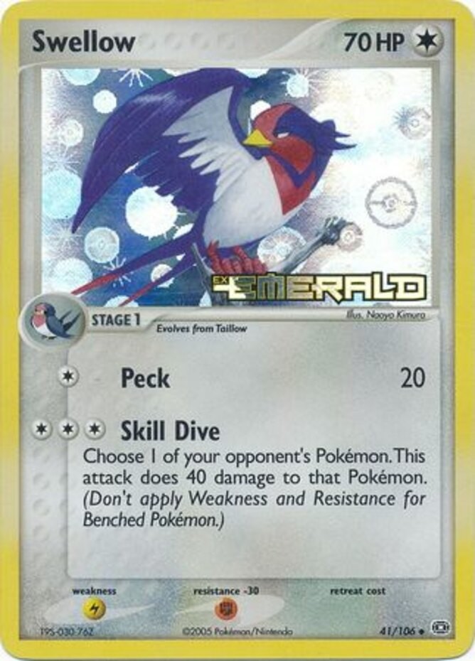 Heavily Played Swellow - 41/106 - Uncommon - Reverse Holo Pokemon Emerald | eBay