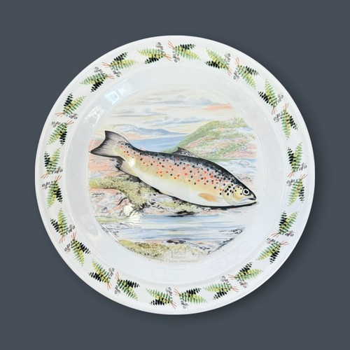 Portmeirion Compleat Angler Fern Trout Dinner Plate 10.5" Ceramic Fish ...