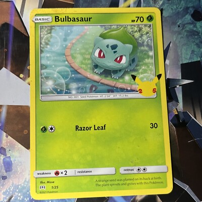 Bulbasaur 1/25 - NM / M - Non Holo Pokemon 25th Anniversary Mcdonalds ...