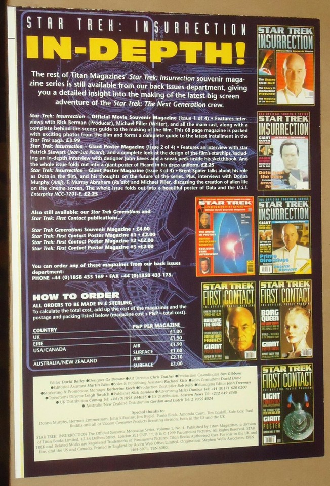 Star Trek Insurrection Giant Poster Magazine #4 1999 | eBay