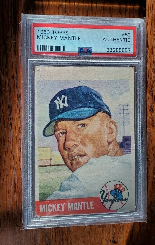Sharp! ONE OF A KIND! 1953 TOPPS #82 Mickey Mantle - Extreme Miscut ...