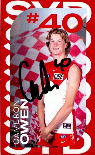 Carte signée du club AFL des Sydney Swans 2023 - Cameron Owen | eBay