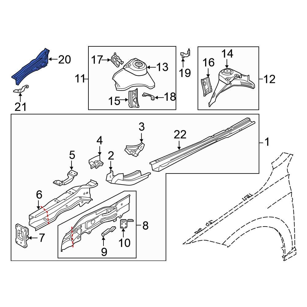 For Volkswagen Jetta 2019-2022 Volkswagen 17A810136 Front Right Fender ...