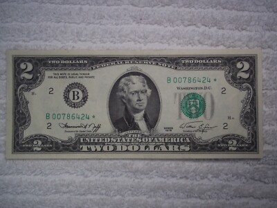 1976 $2 STAR NOTE FRN fr 1935 New York LOW S/N B00786424* Beautiful ...