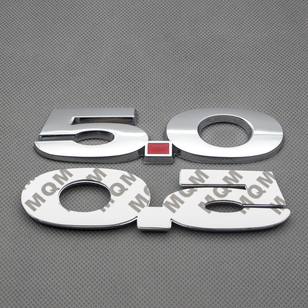 2Pcs Chrome Metal 5.0L Side Fender Emblem Rear Lid Trunk 3D Badge 5.0 ...
