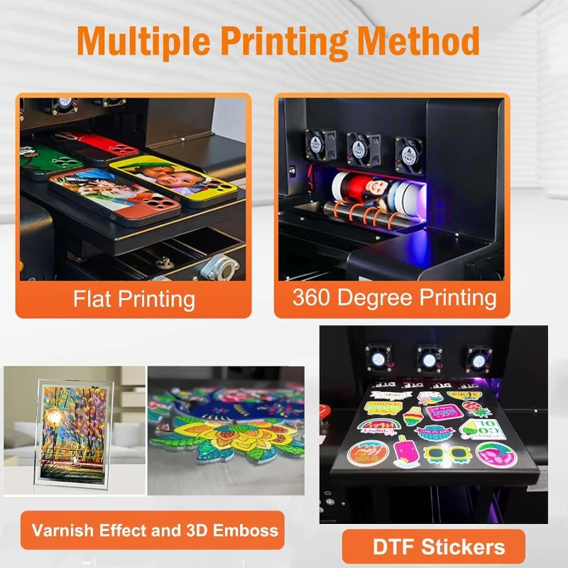 A4 UV Printer DTF UV LED Inkjet Printers USB 5760 x 1440dpi w/ Rotation ...