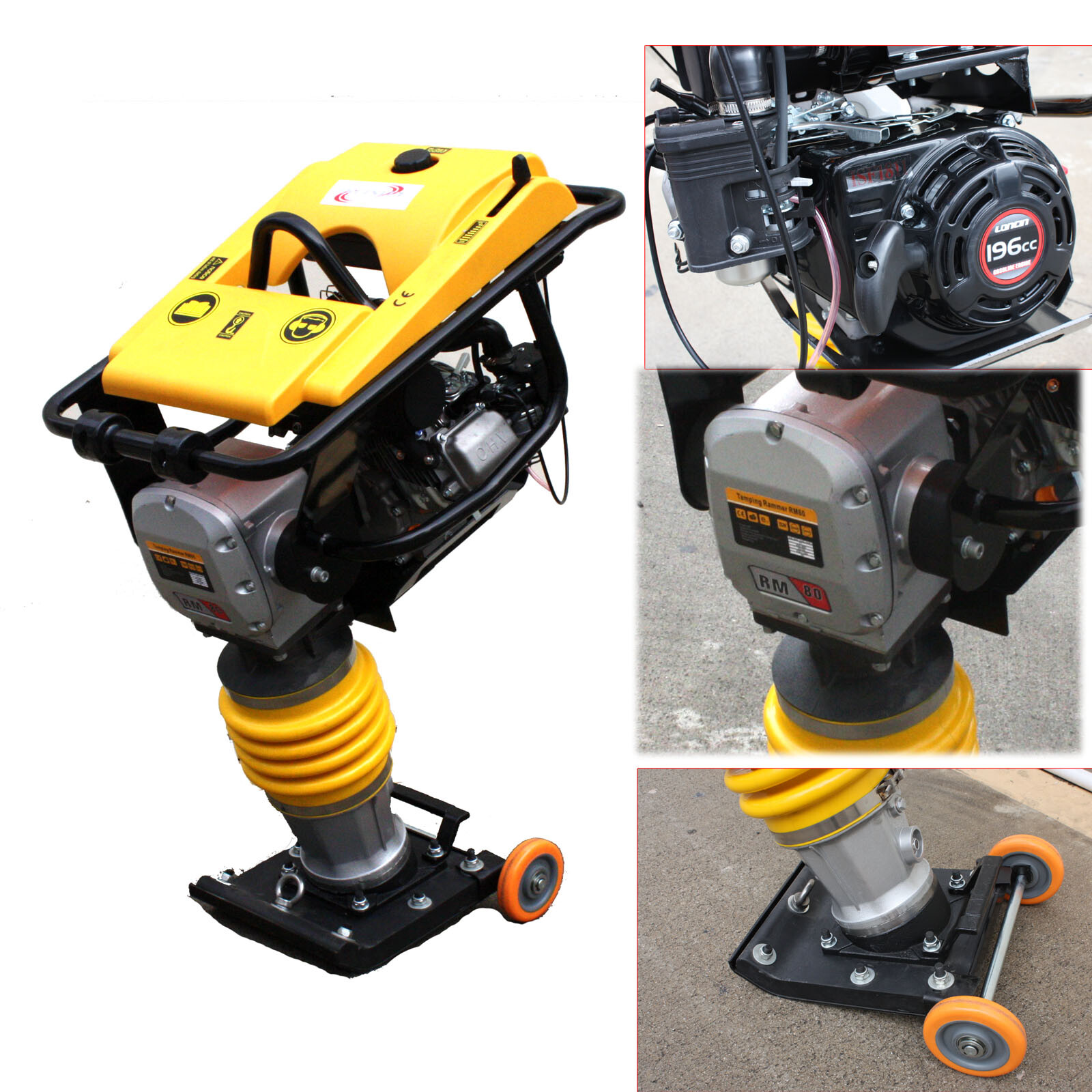 6.5HP 196cc Gas Power Jumping Jack Tamper Rammer Dirt Plate Compactor ...