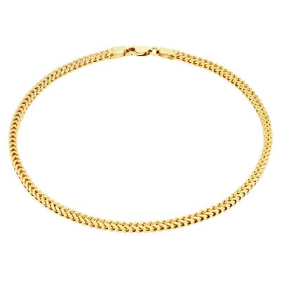 14k Yellow Gold 1.5mm Franco Box Square Wheat Foxtail Bracelet Chain ...
