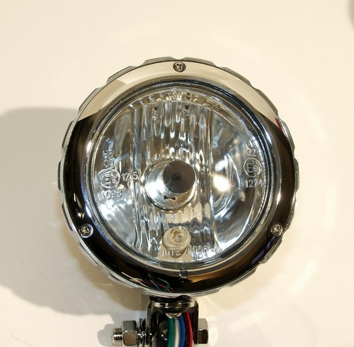 4 " Inch Bottom Mount Headlight H4 Halogen CNC'd Billet Aluminum Harley ...