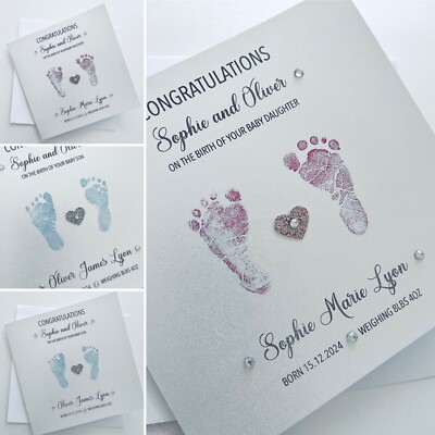 Personalised New Baby Card Welcome New Born Baby Girl or Boy Birth ...