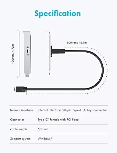 20Gbps USB 3.2 Gen 2x2 USB-C Front Panel Adapter, Motherboard Header | eBay