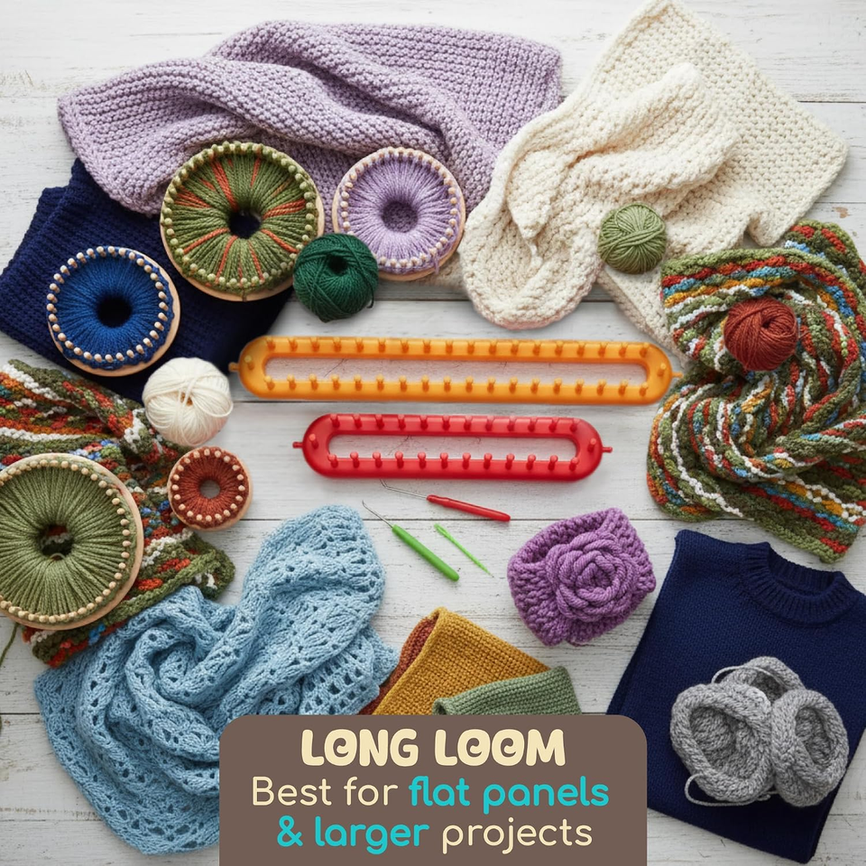 Knitting Loom Kit for Beginners, 4 round and 2 Rectangular Looms ...