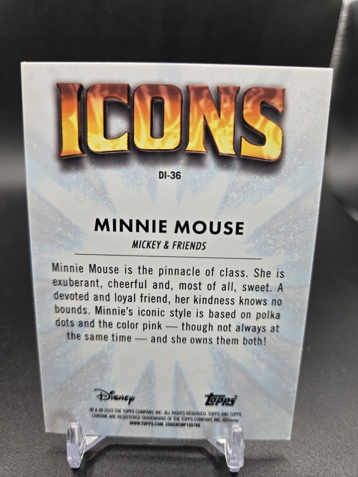 Topps Chrome 2025 Disney Minnie Mouse Icons DI-36 | eBay