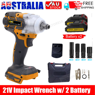 Cordless Electric Impact Wrench Brushless Rattle Gun 1/2" Driver + 2 ...
