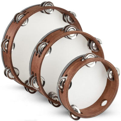 4/6/7/8/9/10in Tambourine Drum With Metal Ringtone Wooden Hand Held ...