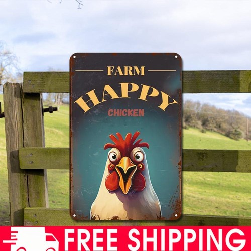 Vintage Metal Plate Chicken Rectangular Iron Painting Wall Art Home Bar ...