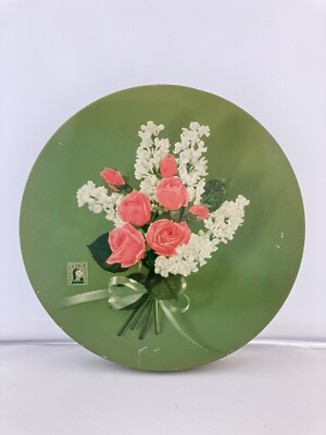 Vintage 1930's LOFT Fresh Candy Green Round Tin Lithograph Pink Roses ...