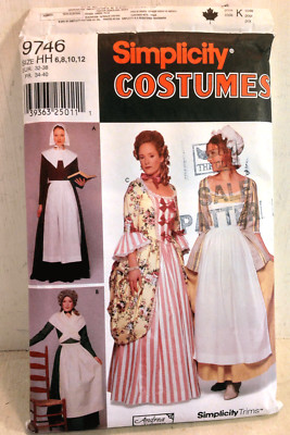 Simplicity Costumes Pattern 9746, Colonial / Pilgrim; Size HH; 6,8,10 ...