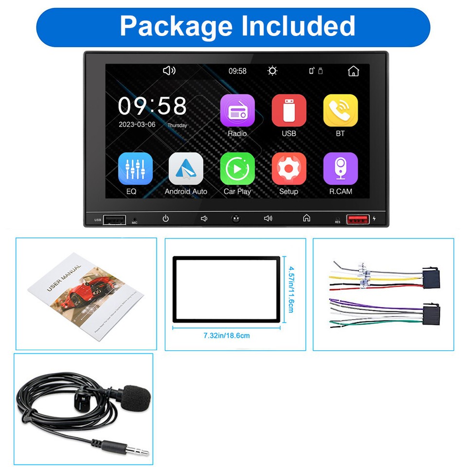 Touch Screen Car Stereo Radio Bluetooth For Apple Carplay Android Auto ...