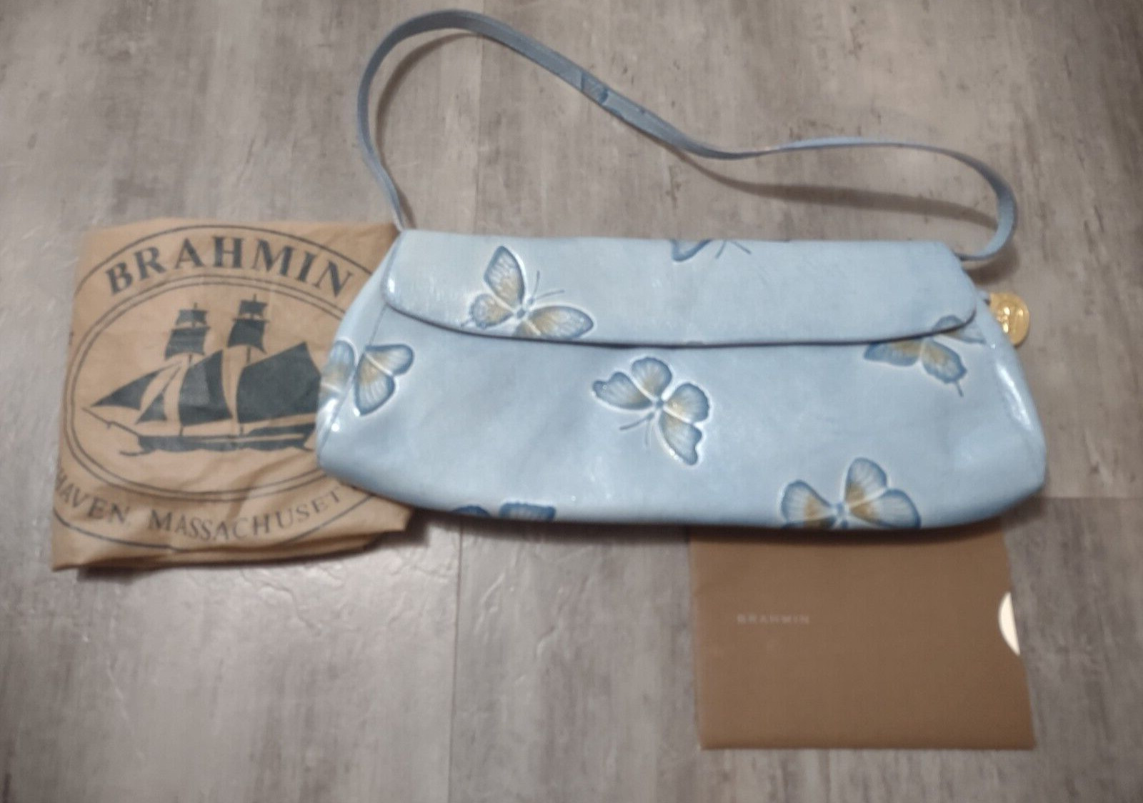 Brahmin Blue Monique Butterfly Leather Clutch Shoulde… - Gem