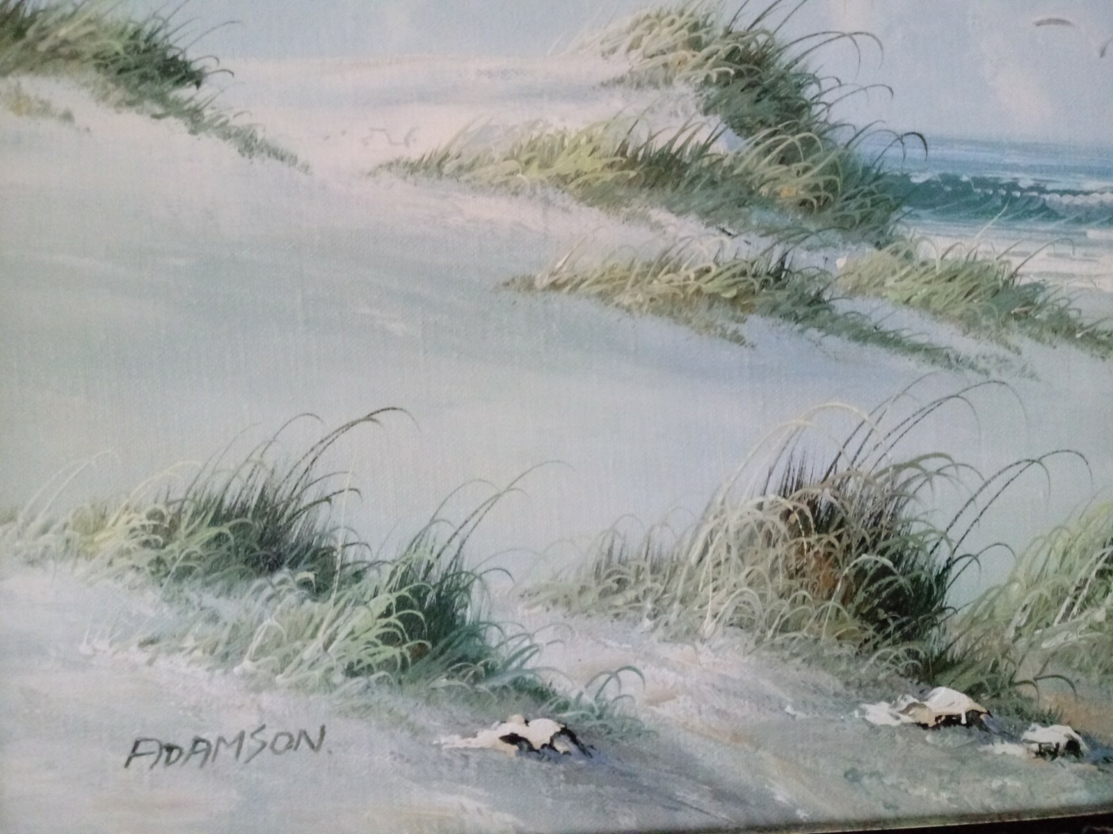 Original Oil_on_Canvas by Neil Adamson Painting Beach Grassy Dunes and ...