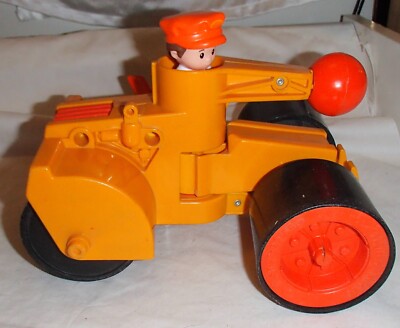 Vintage 1970s Orange Fisher-Price Husky Helper Steamroller Grader ...