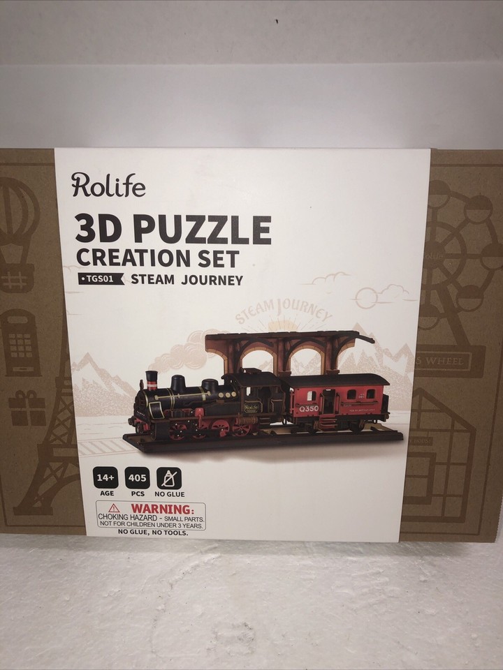 3D Puzzles for Adults -Steam Train, Wooden Model Kits Building Set ...