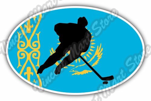 Kazakhstan Flag Ice Hockey KHL NHL Oval Car Bumper Vinyl Sticker Decal ...