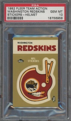 POP 4 PSA 10 1982 Fleer Washington Redskins NFL Team Logo Vintage ...