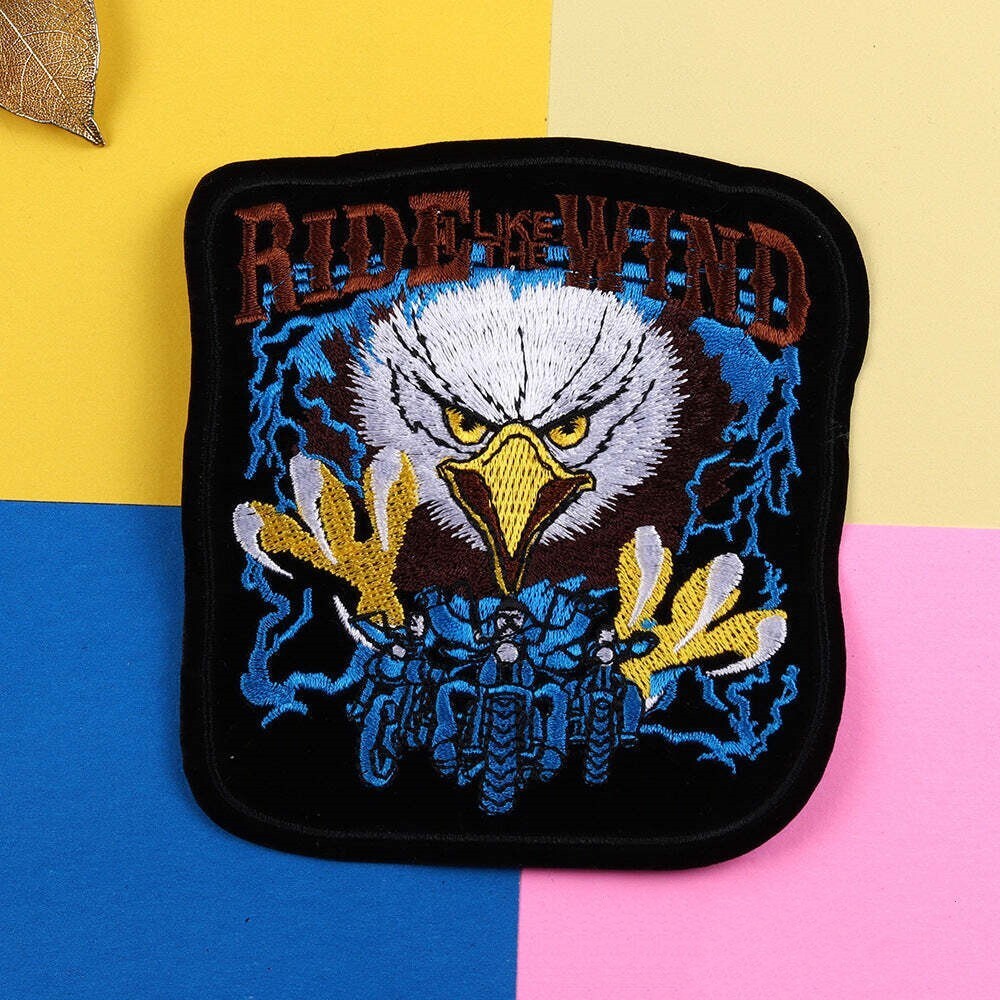 Ride like the Wind Eagle Biker Racer Embroidered Iron on Patch 2720 | eBay