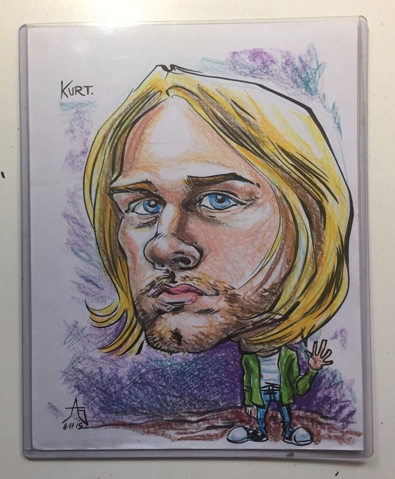 KURT COBAIN Original Caricature Art 8.5" x 11" FREE SHIPPING | eBay