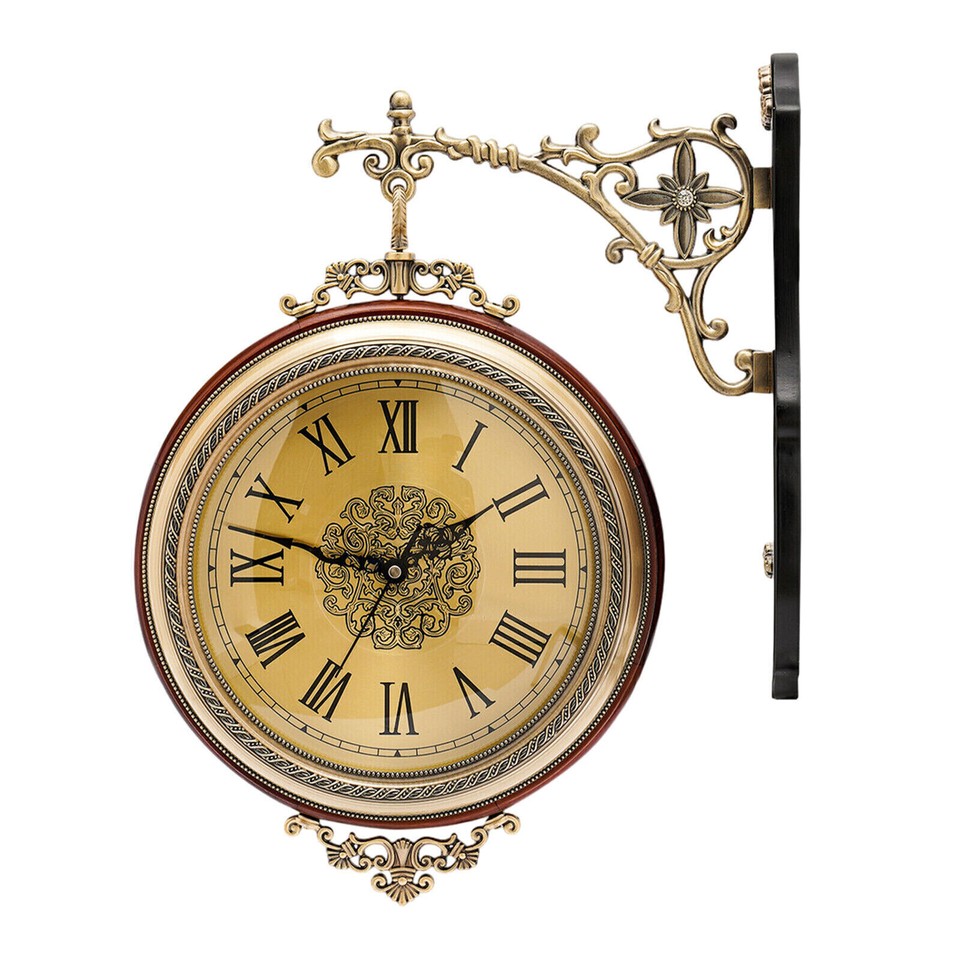 Double Sided 12" Wall Clock Antique Style Railway Station Wall Decor ...