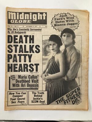 Midnight Globe Tabloid October 11 1977 Vol 24 #17 Jack Ford & Bianca ...