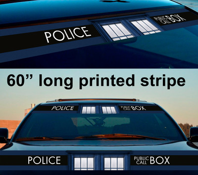 60" Police Box Doctor Sun Strip Printed Windshield Vinyl Sticker Decal ...