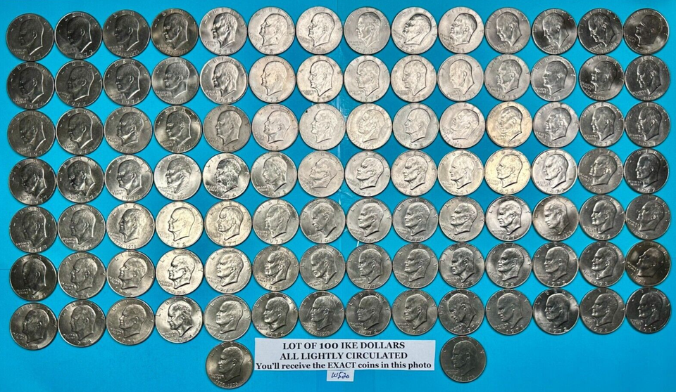 Eisenhower IKE Dollar Coin Lot of 100 LIGHTLY CIRCULATED Coins ~ All ...