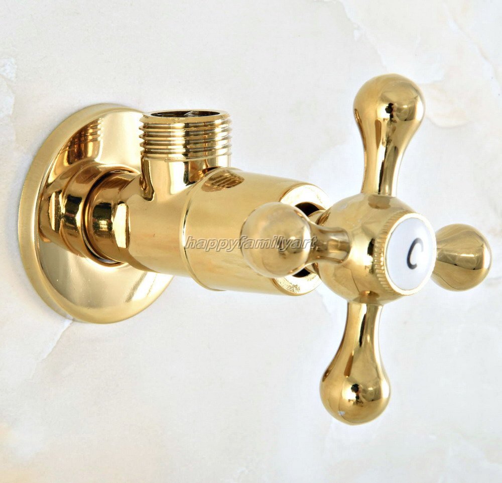 Gold Color Brass Wall Mount 1/2"x1/2" Angled Water stop Valve Male ...