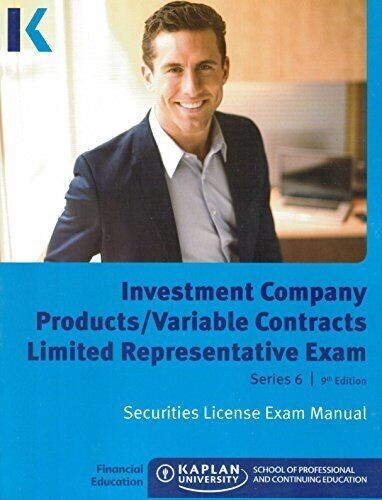 KAPLAN SERIES 6 SECURITIES LICENSE EXAM MANUAL, INVESTMENT By Kaplan ...