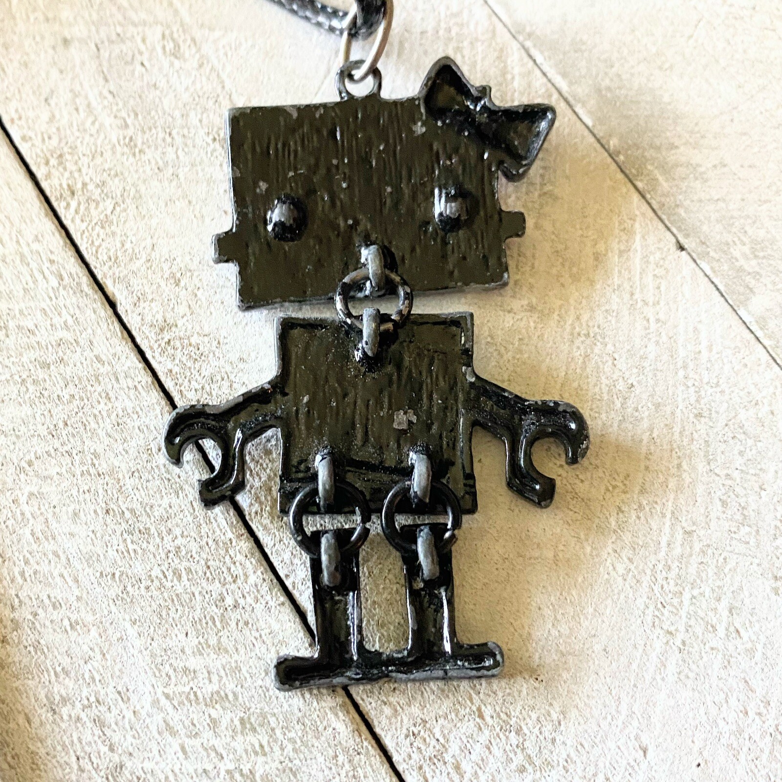 Enameled Girl Robot Articulated Pendant Necklace Enam… - Gem