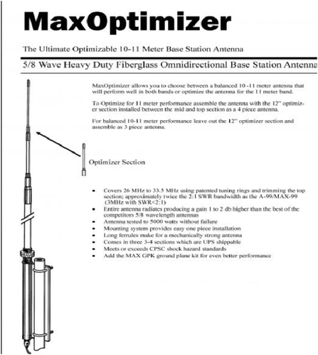 Solarcon MaxOptimizer -The Ultimate Optimizable 10-11 Meter Base Station Antenna | eBay