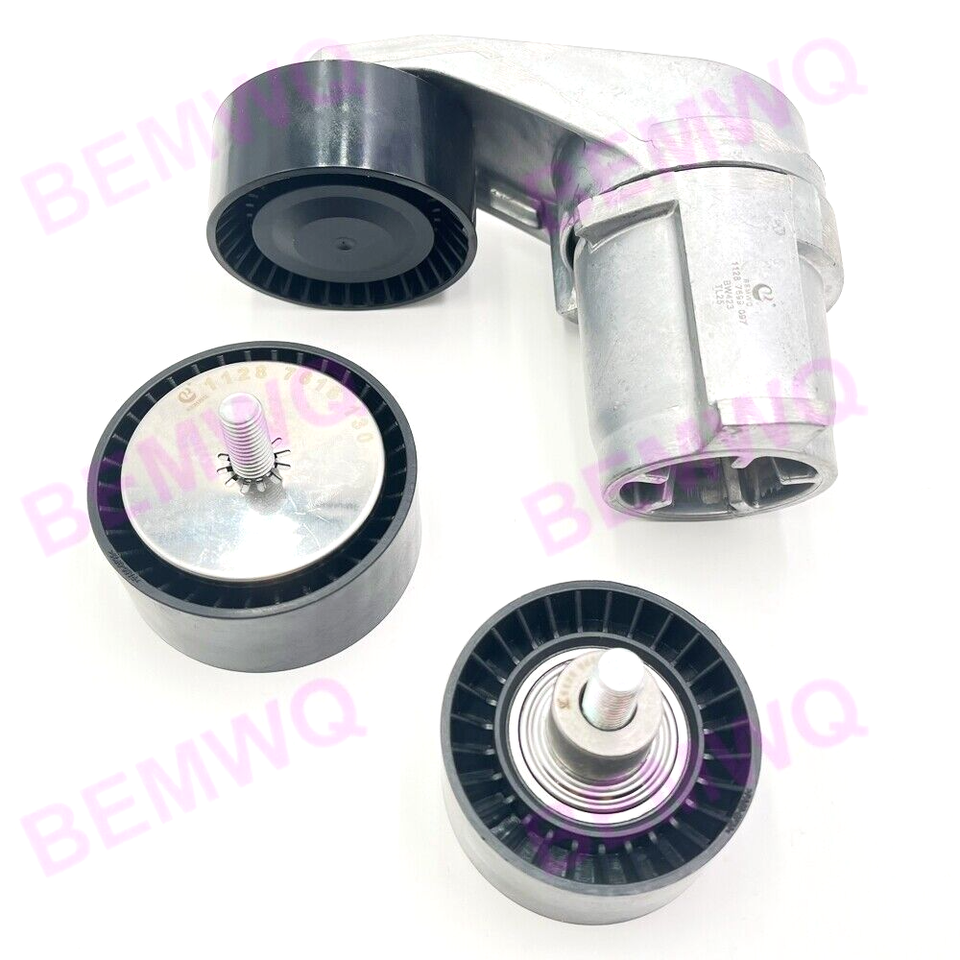 4 Drive Belt and Tensioner with Pulley KIT For BMW 535 GT 640 740LI X3 ...